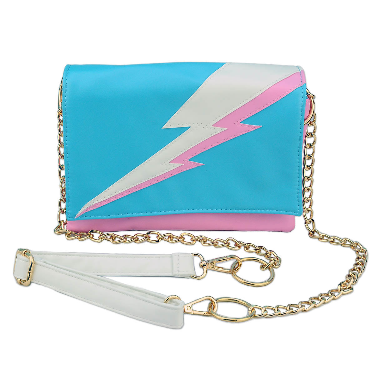 Lightning Bolt Romy Convertible Clutch in Trans Pride | Betsy Dare