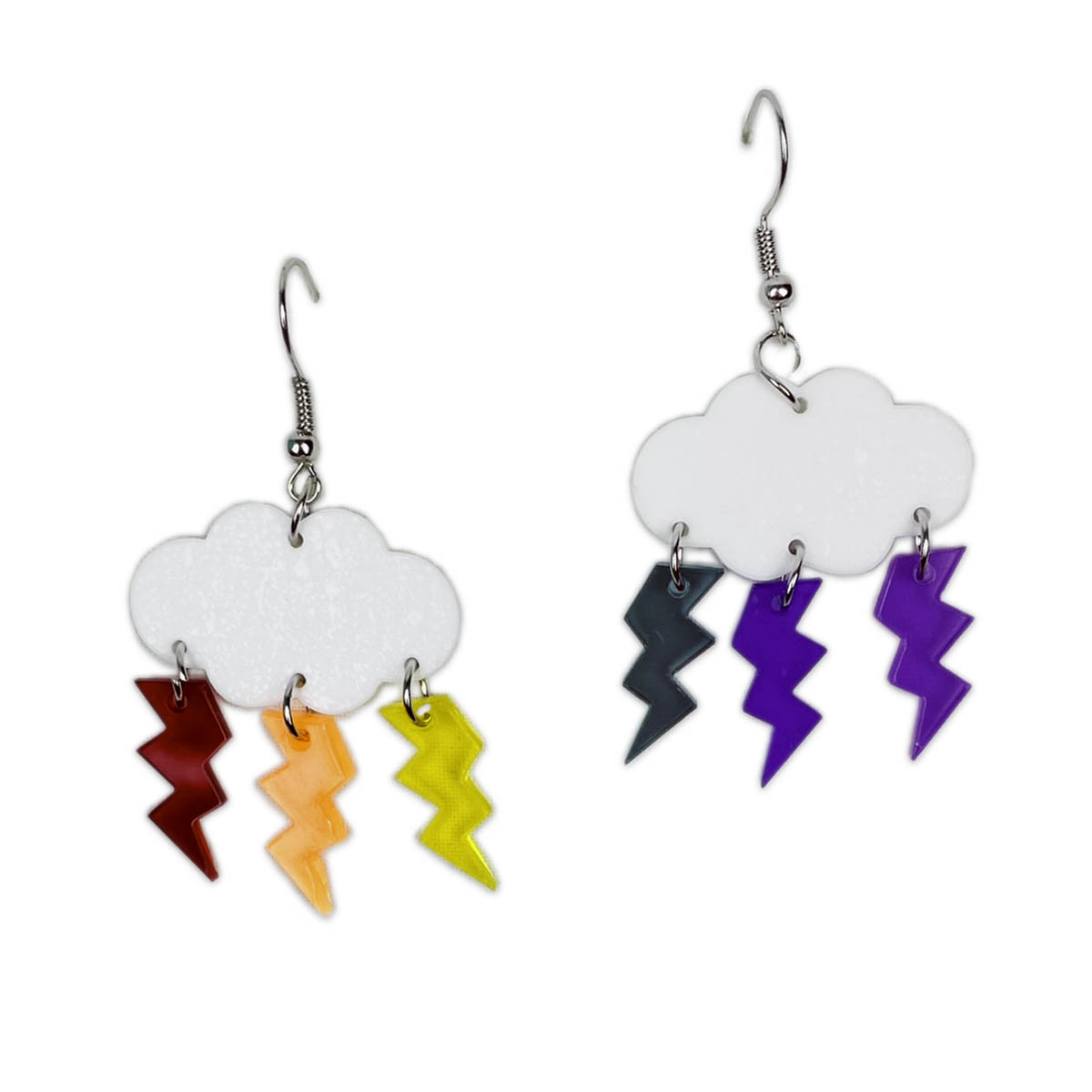 Rainbow Lightning Bolt Cloud Earrings | Betsy Dare